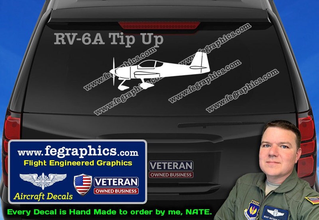 Vans RV-6A Tip up Canopy Decal [side] RV6A Vinyl Decal Sticker, Vans ...