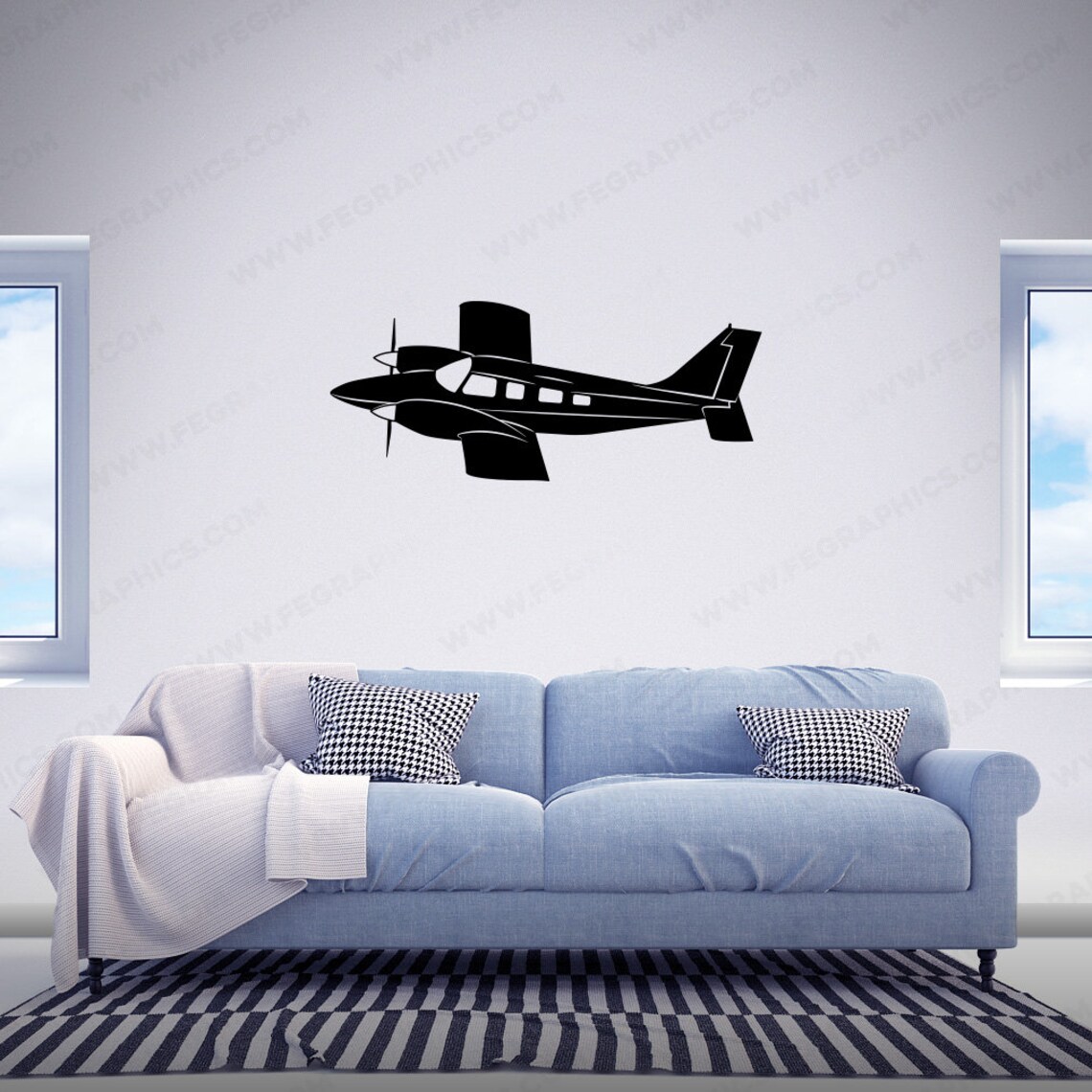 Piper PA-34 Seneca [side 1] Piper PA34 Seneca, Vinyl Decal Sticker ...