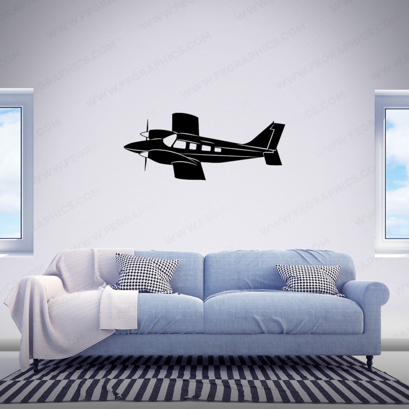 Piper PA-34 Seneca [side 1] Piper PA34 Seneca, Vinyl Decal Sticker ...
