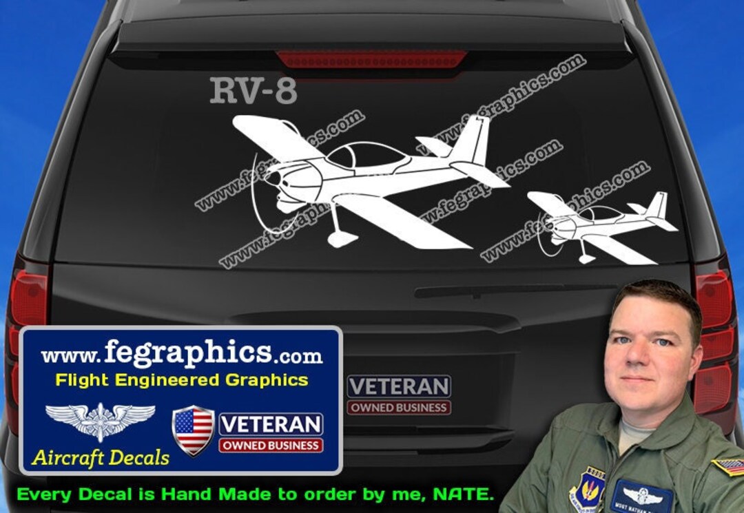 Vans RV-8 Decal [angle 1] RV8 Vinyl Decal Sticker, Vans Aircraft Kit ...