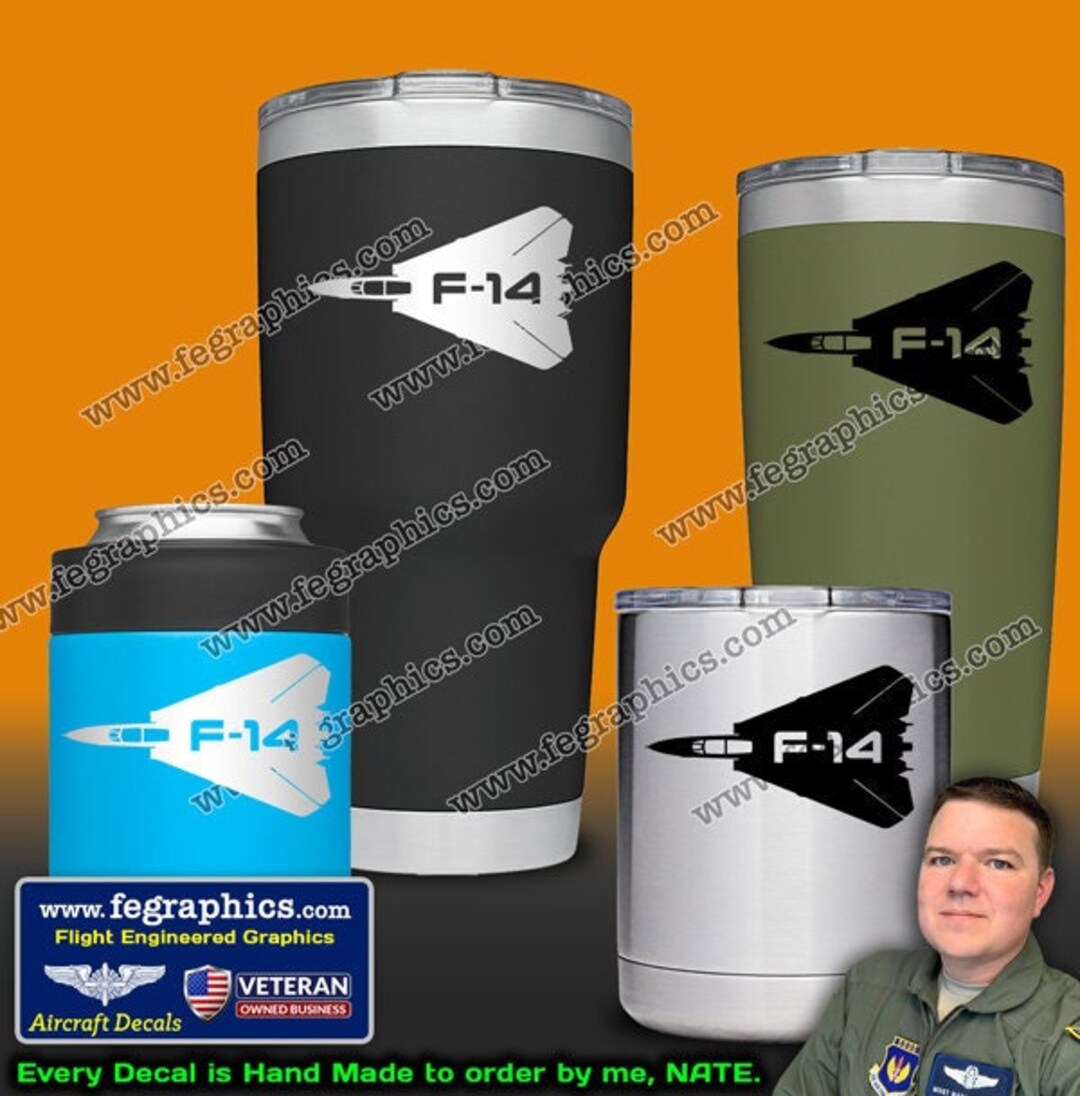 F-14 Tomcat TOP W/ Lettering [cup Decal] F14 Decal, F-14D Vinyl Decal ...