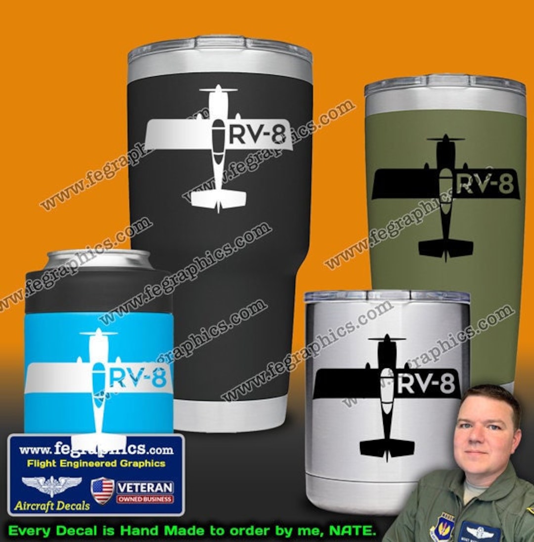 Vans RV-8 CUP Decal [top] RV8 Vinyl Decal Sticker, Vans Aircraft Kit ...