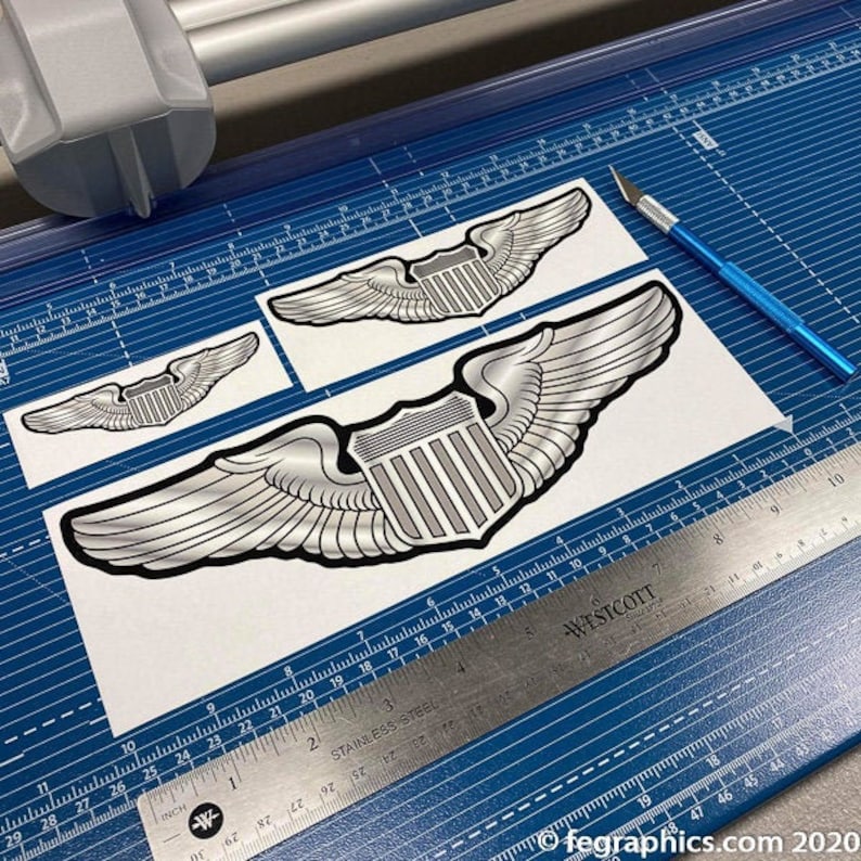 Pilot Wings Decal (basic USAF) Full Color, Pilot Badge, Pilot Wings ...