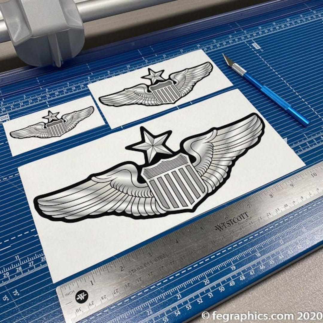 Pilot Wings Decal (senior USAF) Full Color, Pilot Badge, Pilot Wings ...
