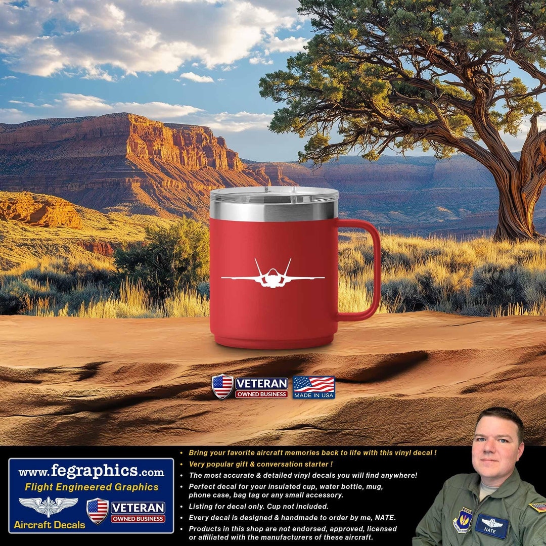 Cup Decal of a F-35C [front 1] Vinyl Sticker, Stealth Fighter, Aircraft ...