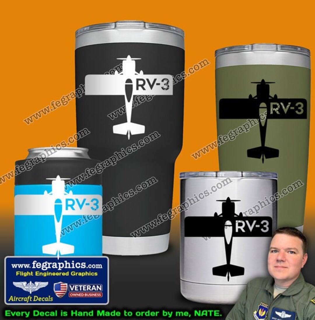 Vans RV-3 CUP Decal [top] RV3 Vinyl Decal Sticker, Vans Aircraft Kit ...