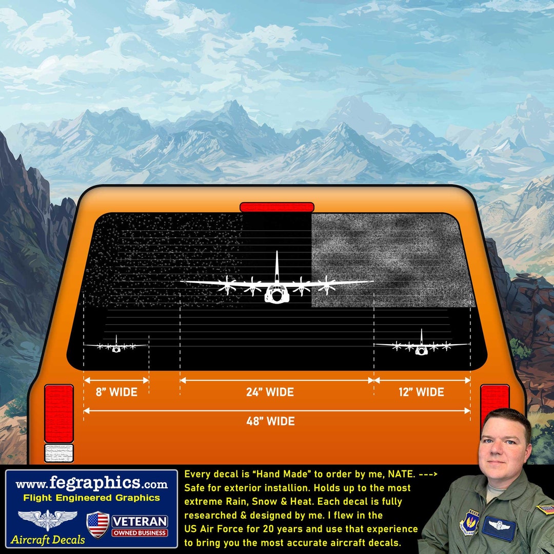 Decal of a C-130J [front] Vinyl Sticker, Cargo Aircraft, Airplane Gift ...