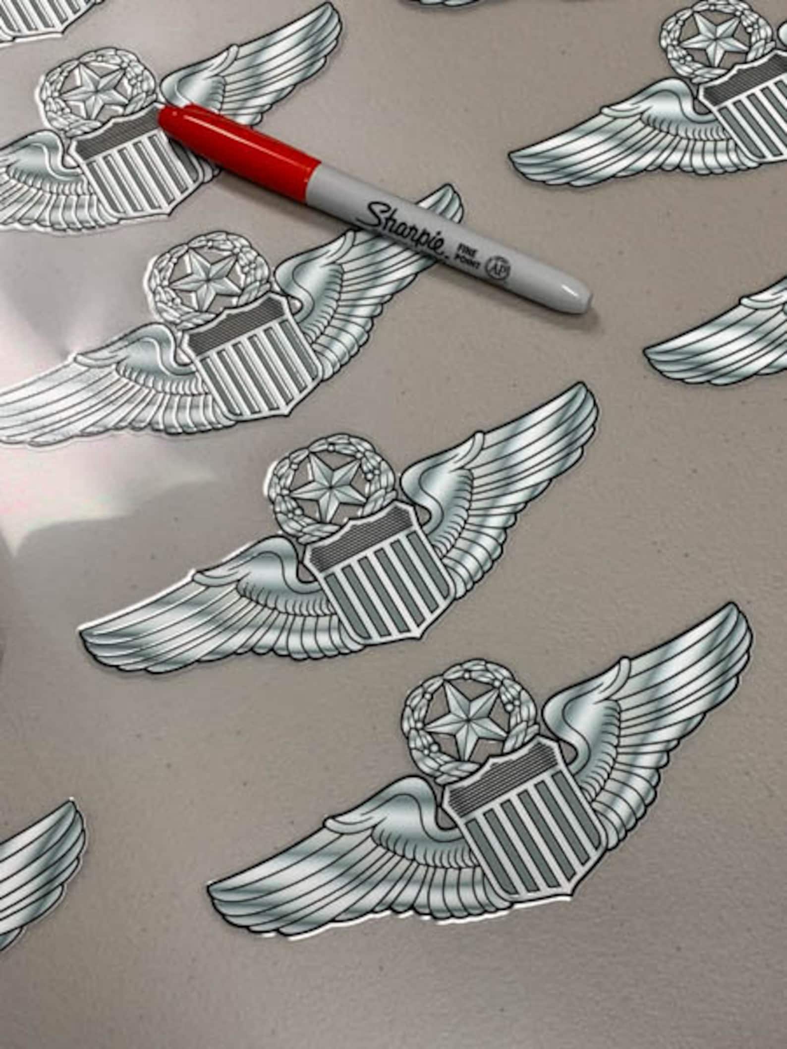 Pilot Wings Decal (command USAF) Full Color, Pilot Badge Sticker, Chief ...