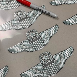 Pilot Wings Decal (command USAF) Full Color, Pilot Badge Sticker, Chief ...
