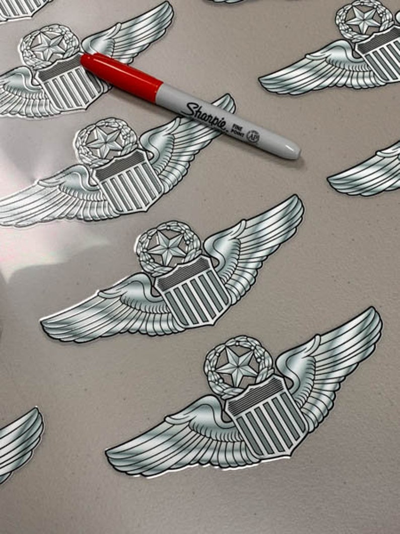 Pilot Wings Decal (command USAF) Full Color, Pilot Badge Sticker, Chief ...