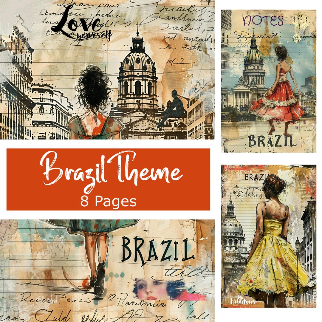 Brazilian Charm Junk Journal Pages: Colorful Buildings, Pretty Women ...