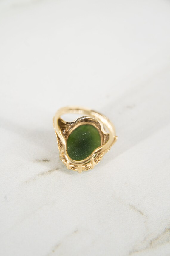 Vintage 14k Yellow Gold Nephrite Ring - Size 7 - Bern… - Gem
