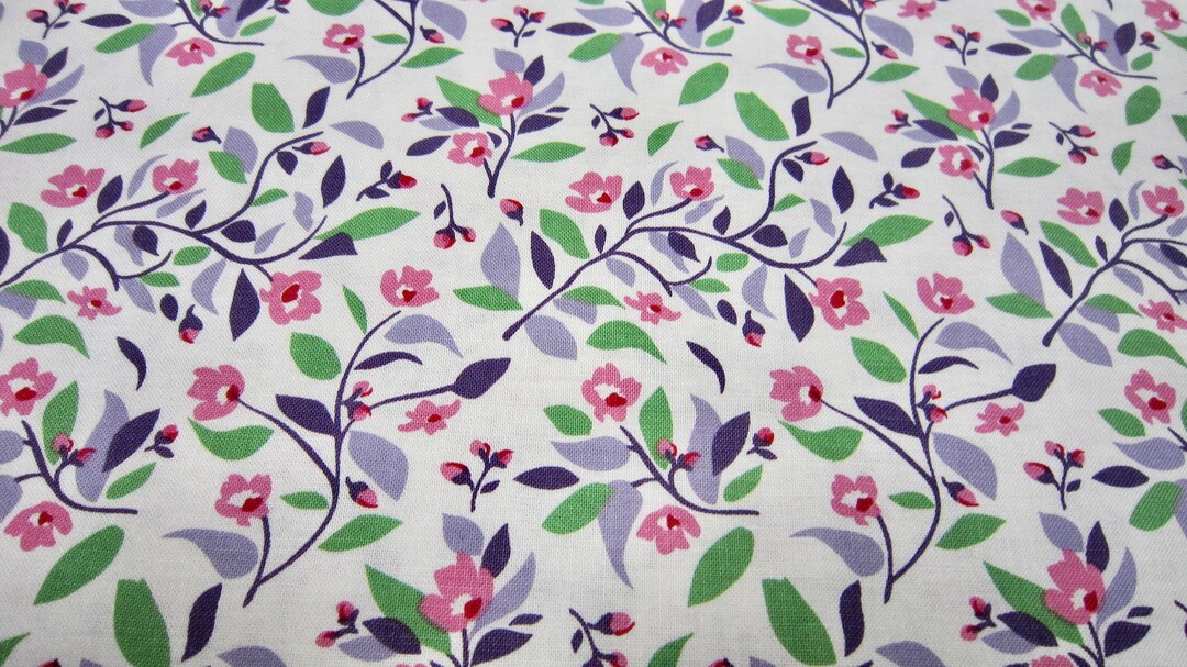 Riley Blake White Lavender Pink Floral Fabric Designed by Sedef Imer ...