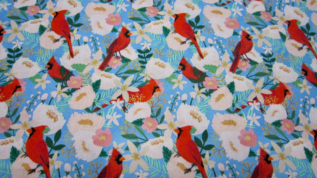 Cardinal Bird Cotton Fabric Made by Free Spirit Designed by Mia Charro ...