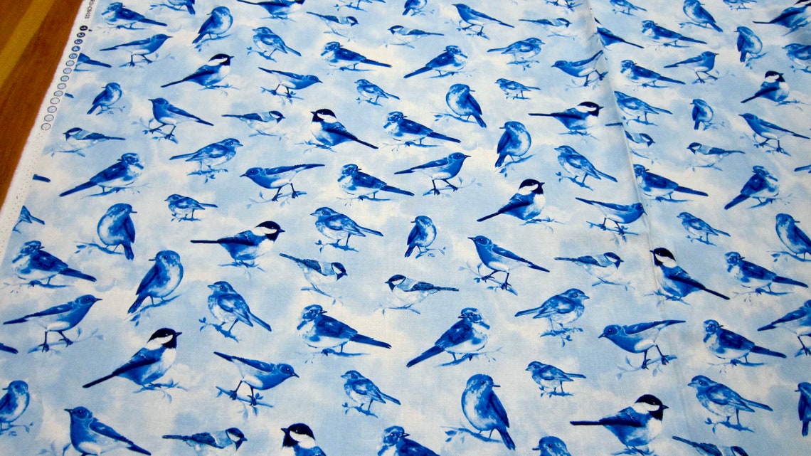 Blue Bird Cotton Fabric Made by Timeless Treasures Fabrics - Etsy