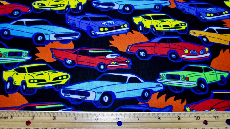 Bright Race Cars Cotton Fabric Made By Timeless Treasures | Etsy