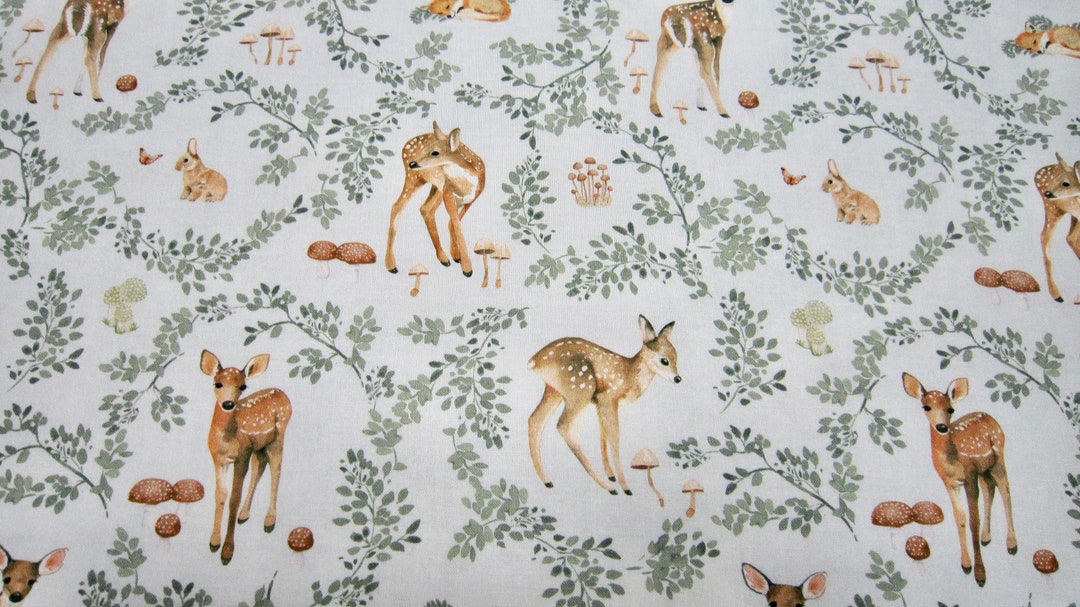 Dear Stella Woodland Animal Cotton Fabric Called "seriously Doe" Light ...