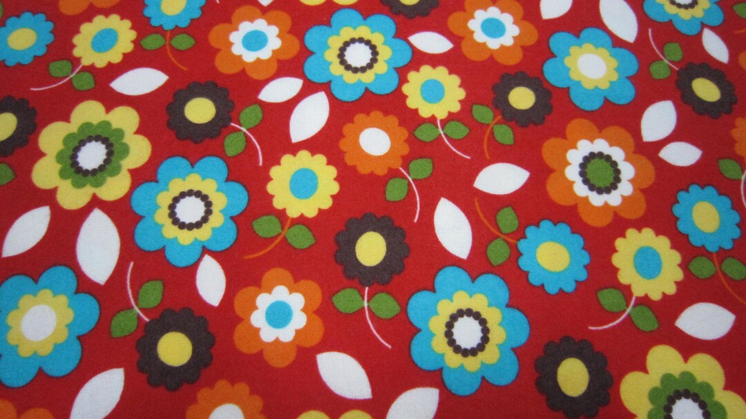 Red Floral Cotton Flannel Designed by Anne Kelle Called Madeline Made ...
