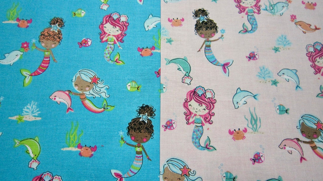 Riley Blake Mermaid Cotton Fabric Called Mer-mazing Available in Pink ...