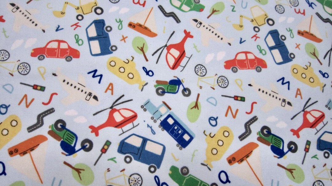 Riley Blake Cotton Flannel Fabric Called Planes Trains and Automobiles ...