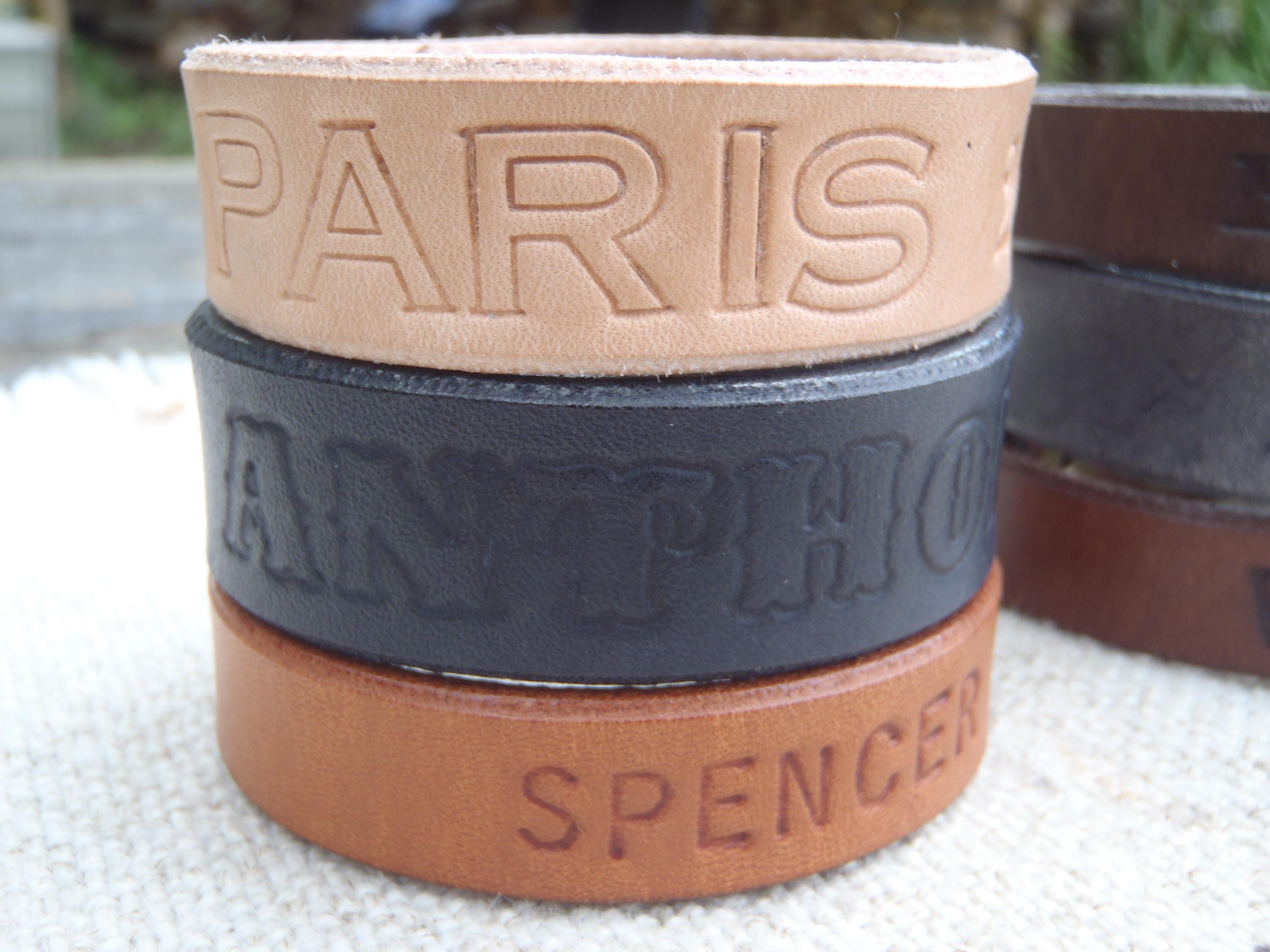 Personalized Leather Snap ID Name Bracelet.unisex.rustic.durable.rugged ...