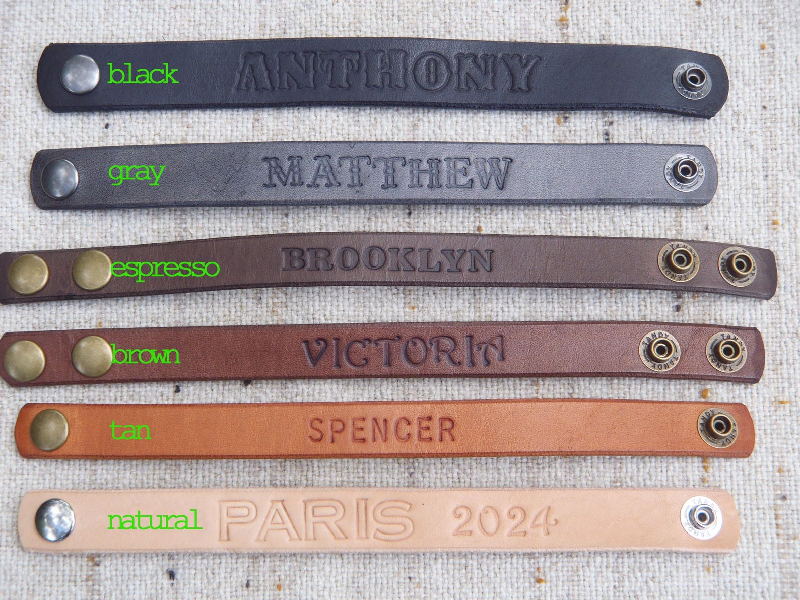 Personalized Leather Snap ID Name Bracelet.unisex.rustic.durable.rugged ...