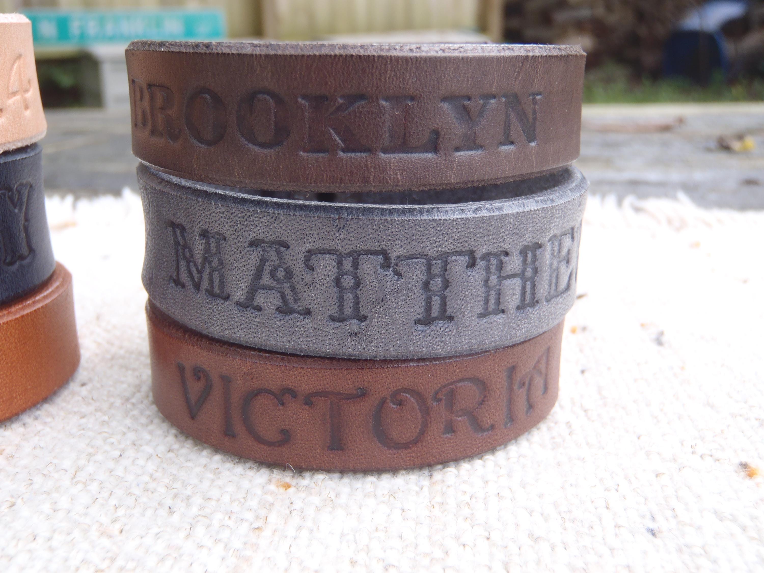Personalized Leather Snap ID Name Bracelet.unisex.rustic.durable.rugged ...