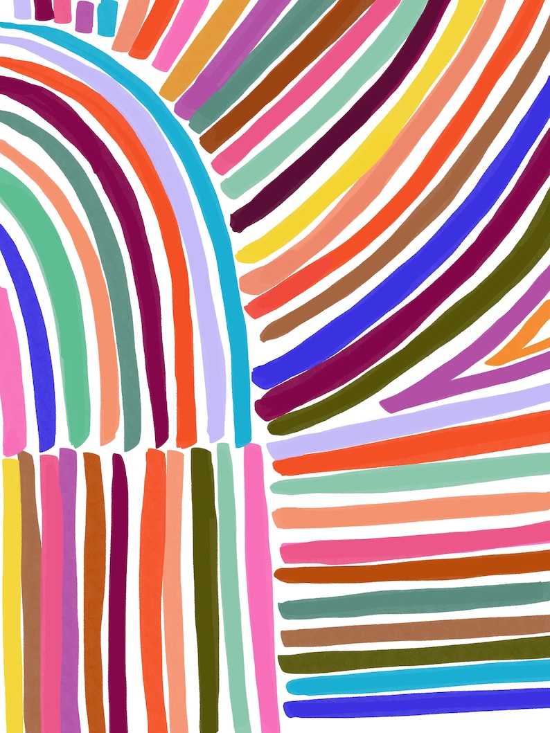 18x24 rayures Art rayé Striped Wall Art Rainbow Art - Etsy France