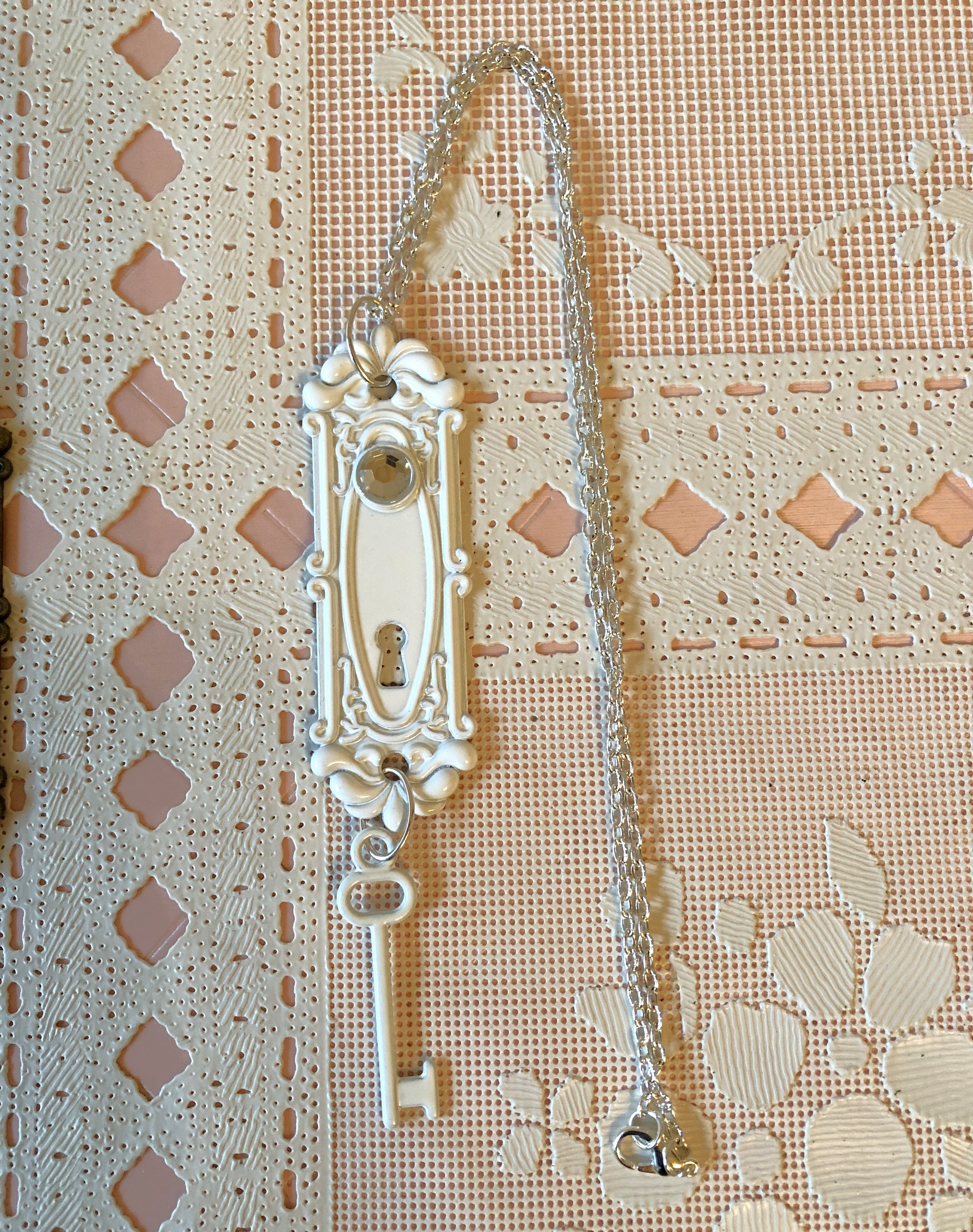 OOAK Miniature Door Plate Escutcheon Keyhole With Skeleton Key Necklace ...