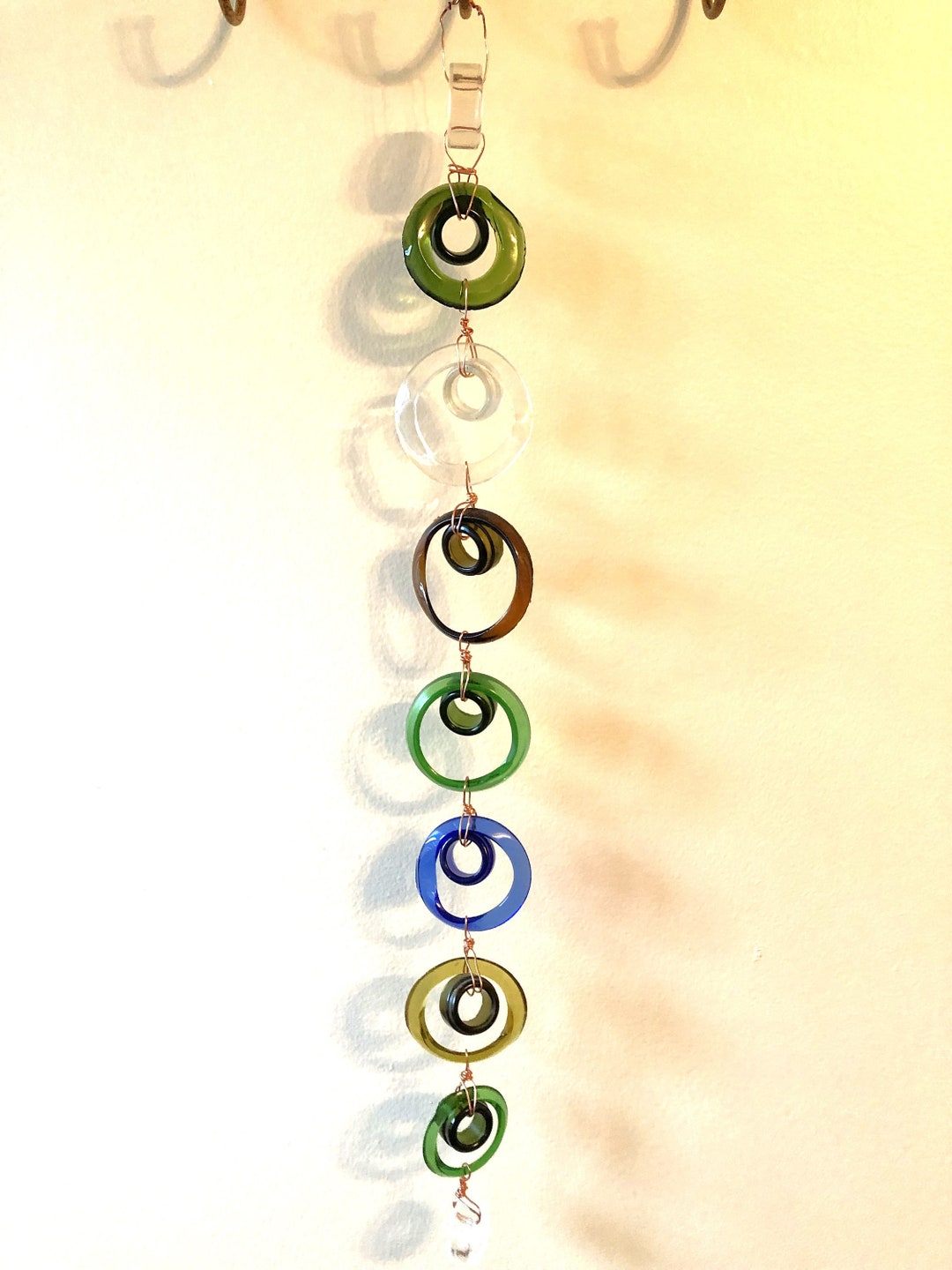 One of a Kind Double Glass Bottle Ring & Copper Wire Rain Chain ...