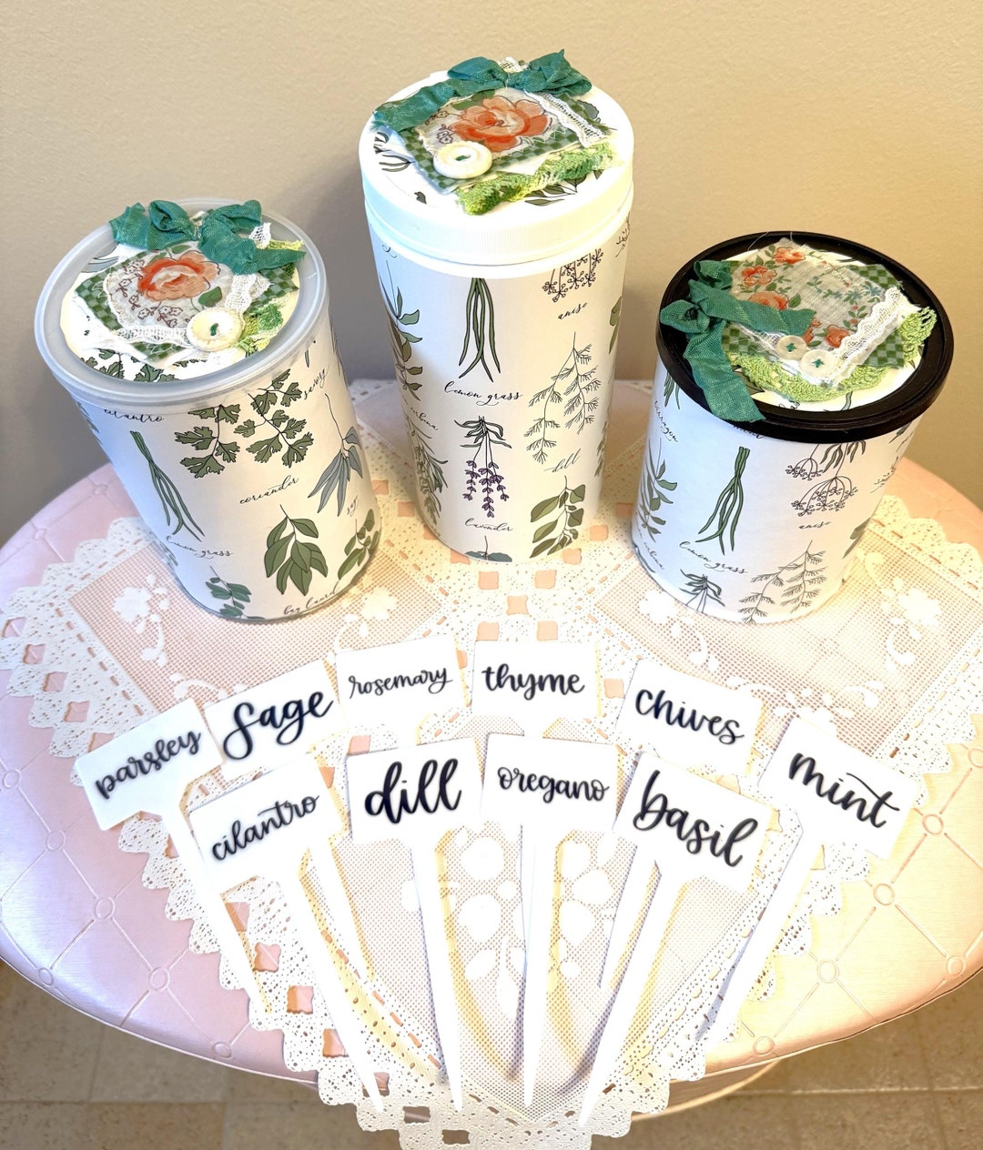 One of a Kind Set of 3 Herb Storage Containers With Set of 10 Herb ...