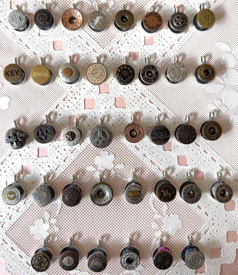 One of a Kind Denim Jean Rivet Pendants - Etsy