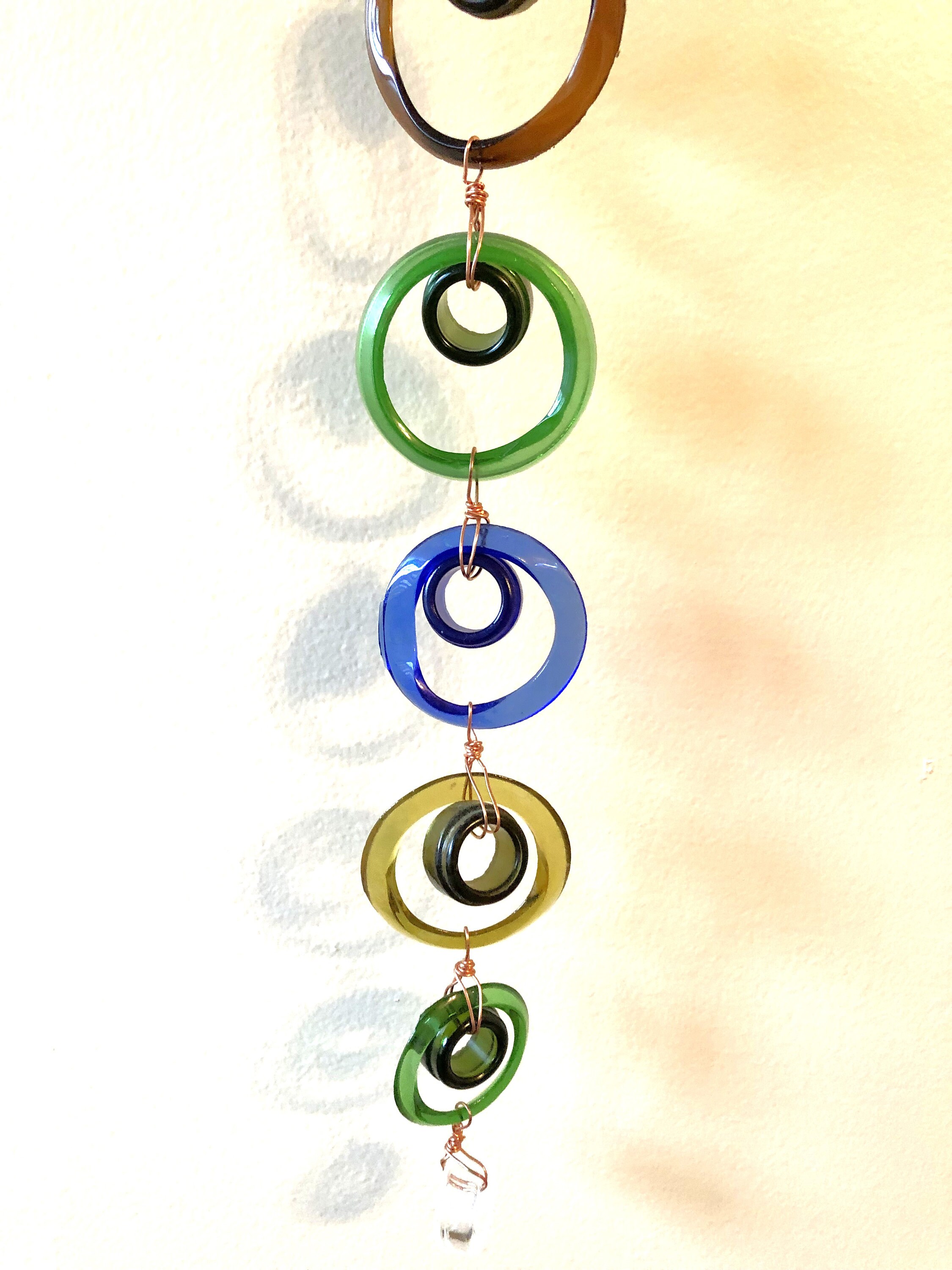 One of a Kind Double Glass Bottle Ring & Copper Wire Rain Chain ...