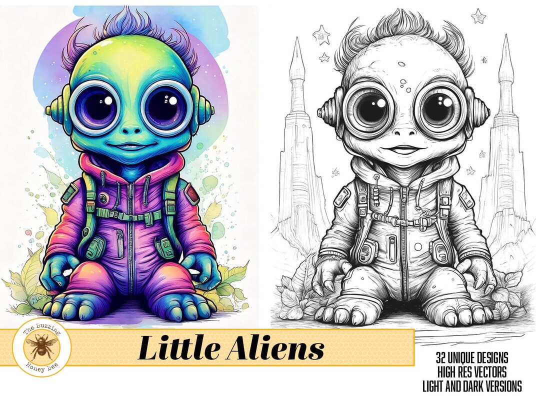 Aliens Coloring Book | 32 Little Aliens Printable Coloring Book Pages ...