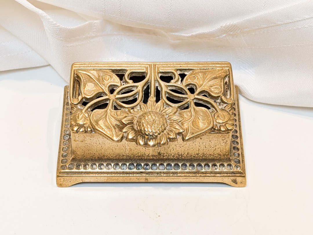 Brass Stamp Box Antique Art Nouveau C1890 M and Elizabeth Davies ...