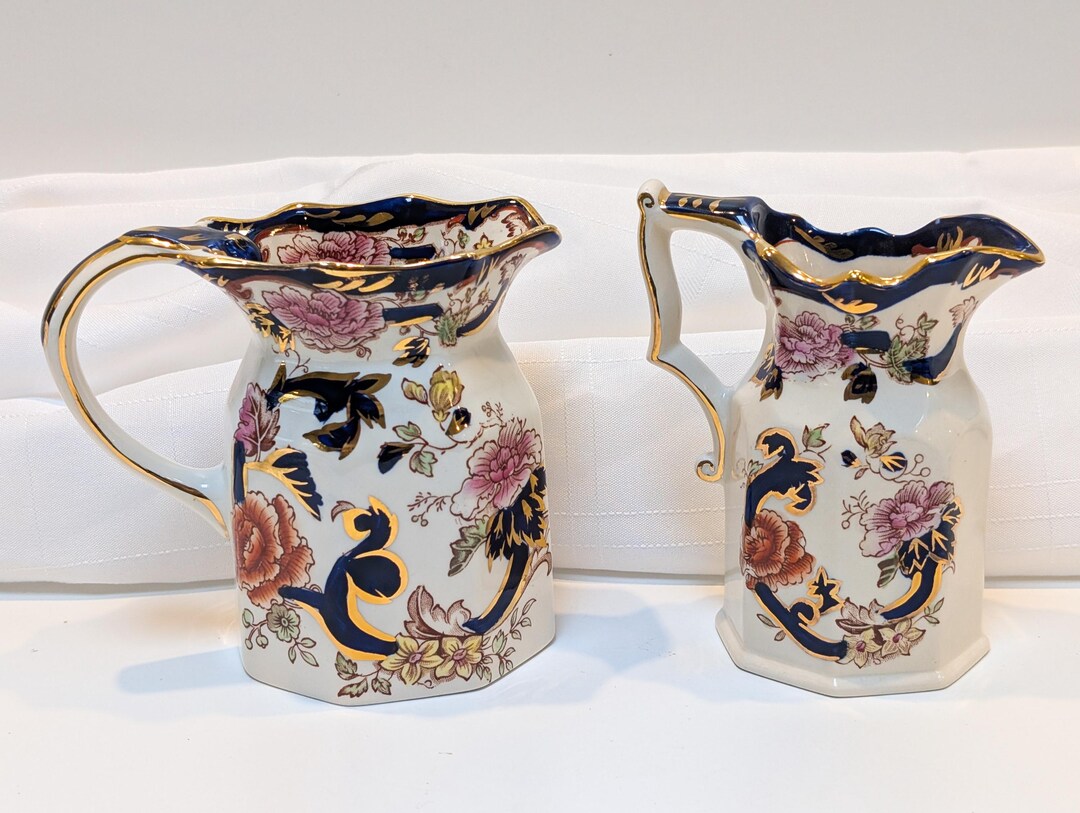 Pair of Vintage Masons Ironstone Blue Mandalay Fenton Jugs in Amazing ...