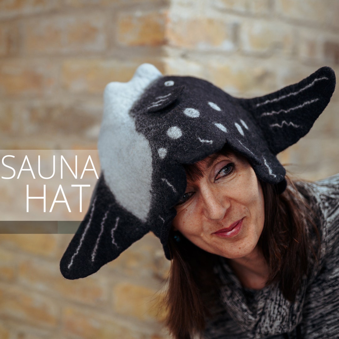 Felted Wool Handcrafted Sauna Hat, Hat Ocean Sunfish, Mola Mola Fish ...