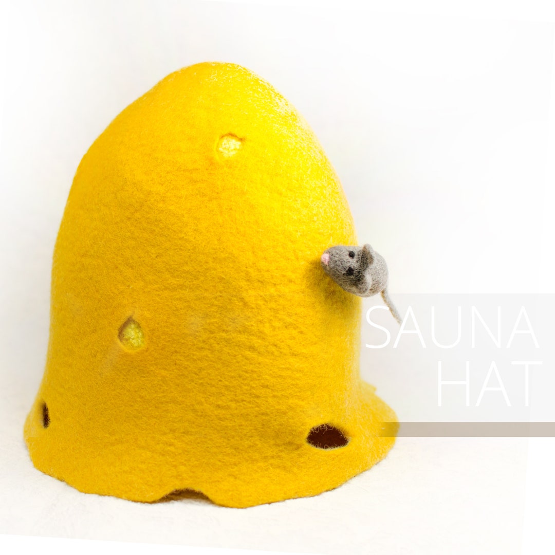 Felted Wool Handcrafted Sauna Hat Cheese and Mouse, Handmade - Etsy