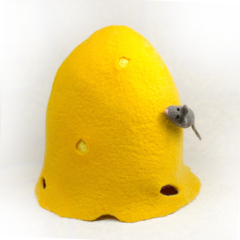 Felted Wool Handcrafted Sauna Hat Cheese and Mouse Handmade - Etsy