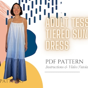 Tessie Tiered Sun Dress Adults Digital Sewing Pattern PDF //S - XXL ...