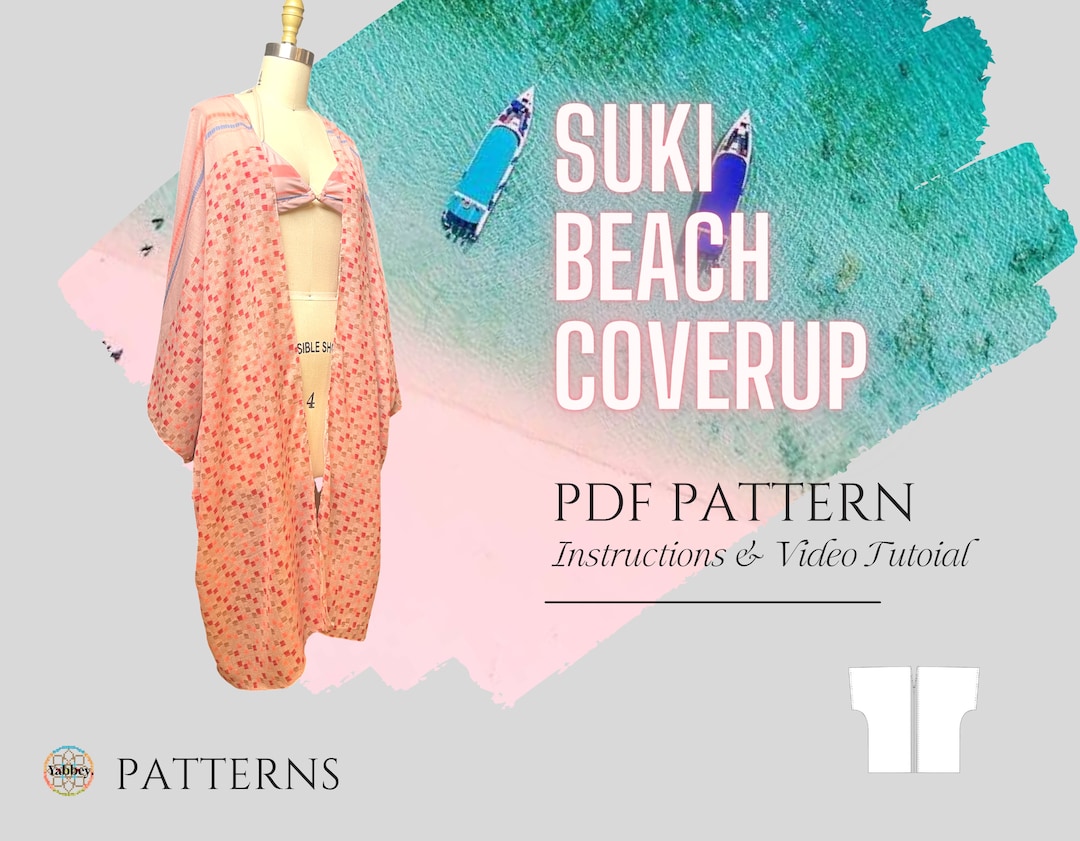 Suki Kimono Style Beach Coverup Digital Sewing Pattern PDF // One Size ...
