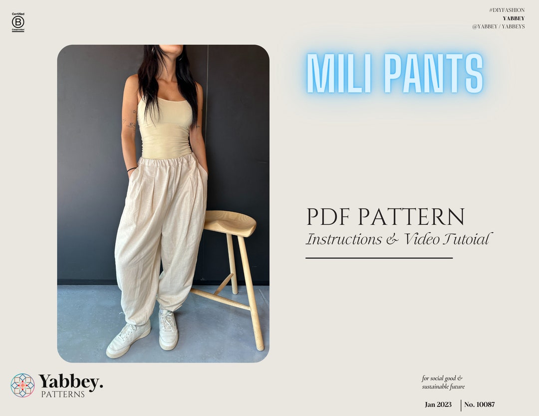 10087 Mili Pleated Pull on Carrot Pants Etsy Digital Sewing Pattern PDF ...