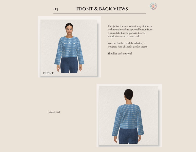 Katherine Classic Tweed Jacket Sewing Pattern PDF // S - XXL // Jacket ...