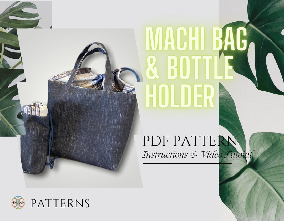 Machi Tote Bag and Bottle Holder Digital Sewing Pattern PDF // 2 Sizes ...