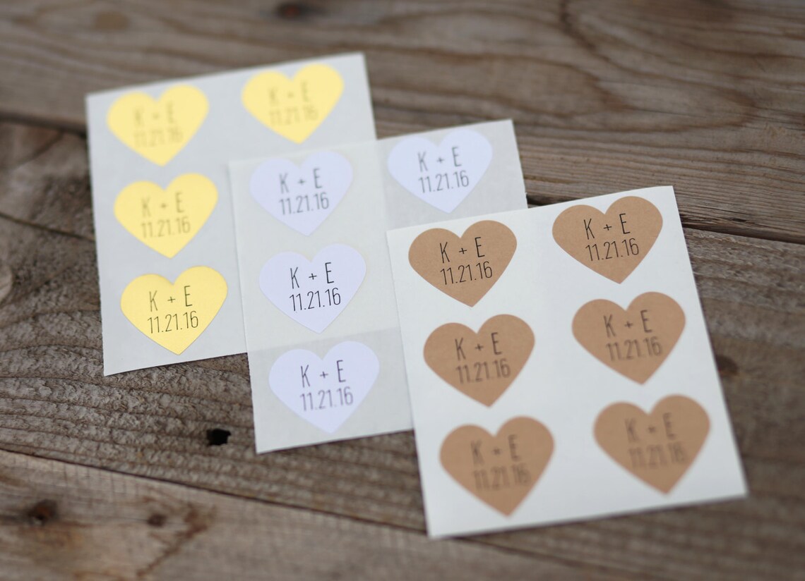 48 Custom Initial and Date Stickers Stickers for Wedding | Etsy