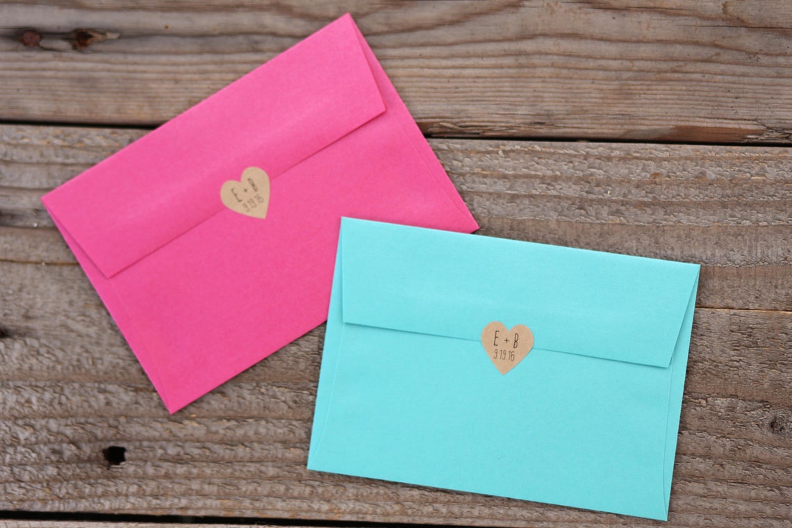 108 Custom Heart Stickers With Initials and Date Wedding - Etsy