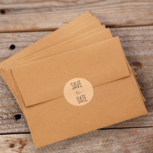 Save the Date Stickers - Brown Kraft Envelope Seals for Weddings, Set ...
