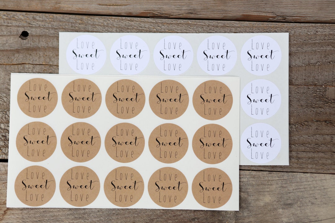 Set of 30 Love Sweet Love Stickers - Stickers for Wedding Favors, Jar ...