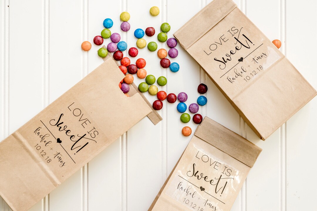 Love is Sweet Tin Tie Wedding Favor Bags - Candy Buffet Bags, Donut ...