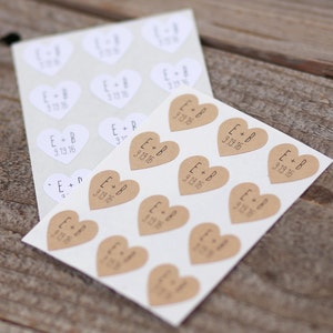 108 Custom Heart Stickers With Initials and Date - Wedding Stickers and ...